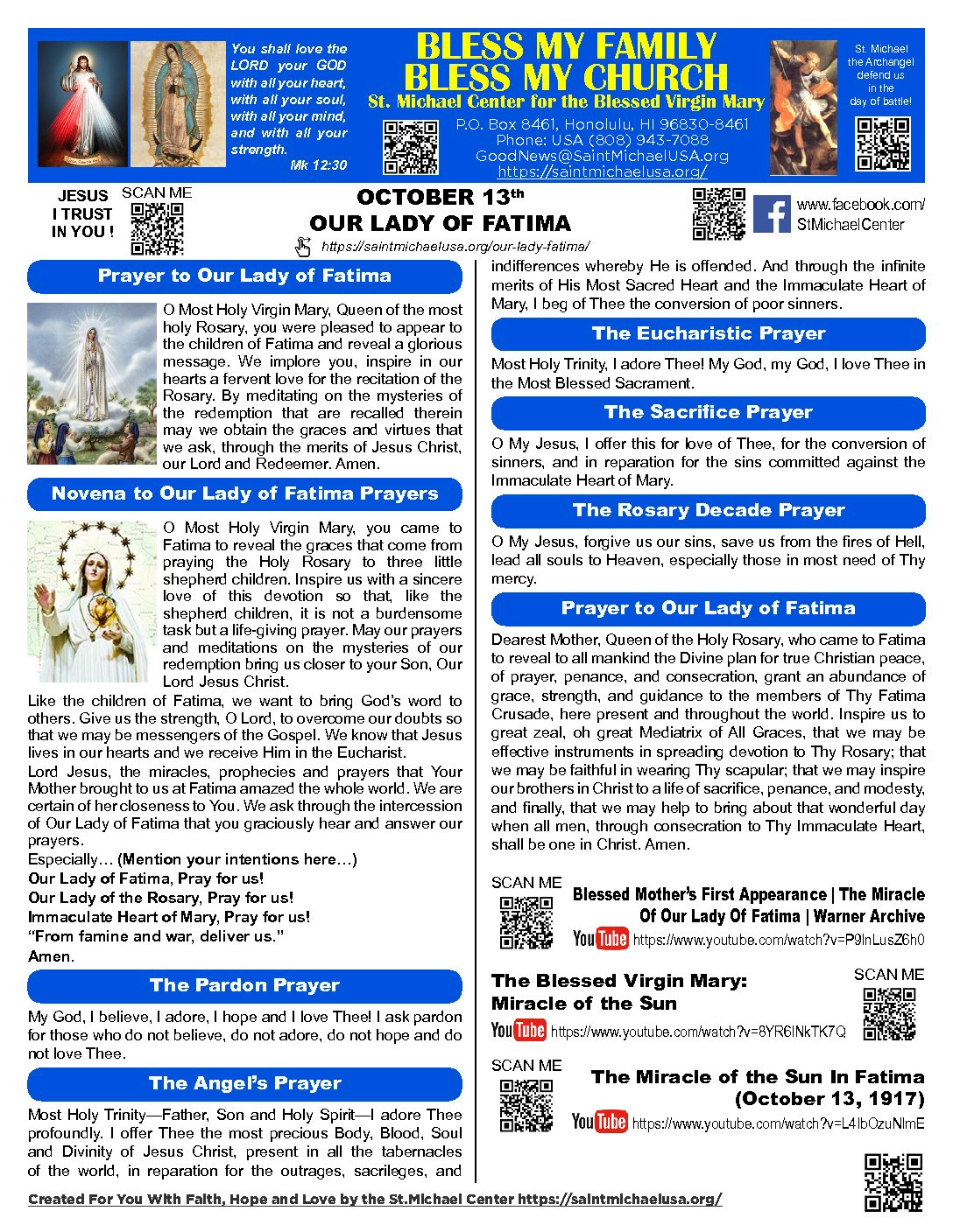 Our Lady of Fatima Miracle of the Sun -13th October - Saint Michael Center