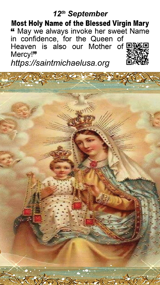 Most Holy Name of the Blessed Virgin Mary-12th September - Saint ...